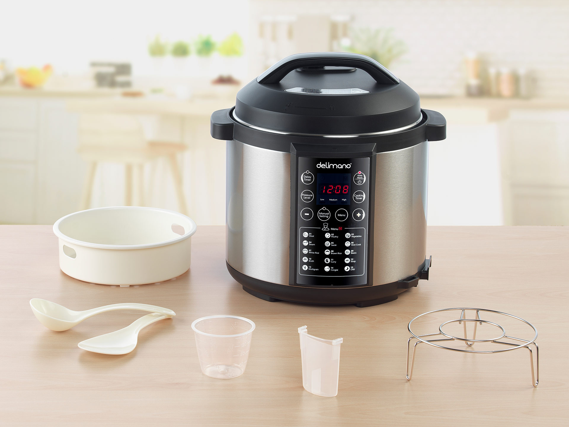 Tenxhere elektrike Multicooker me presion Delimano